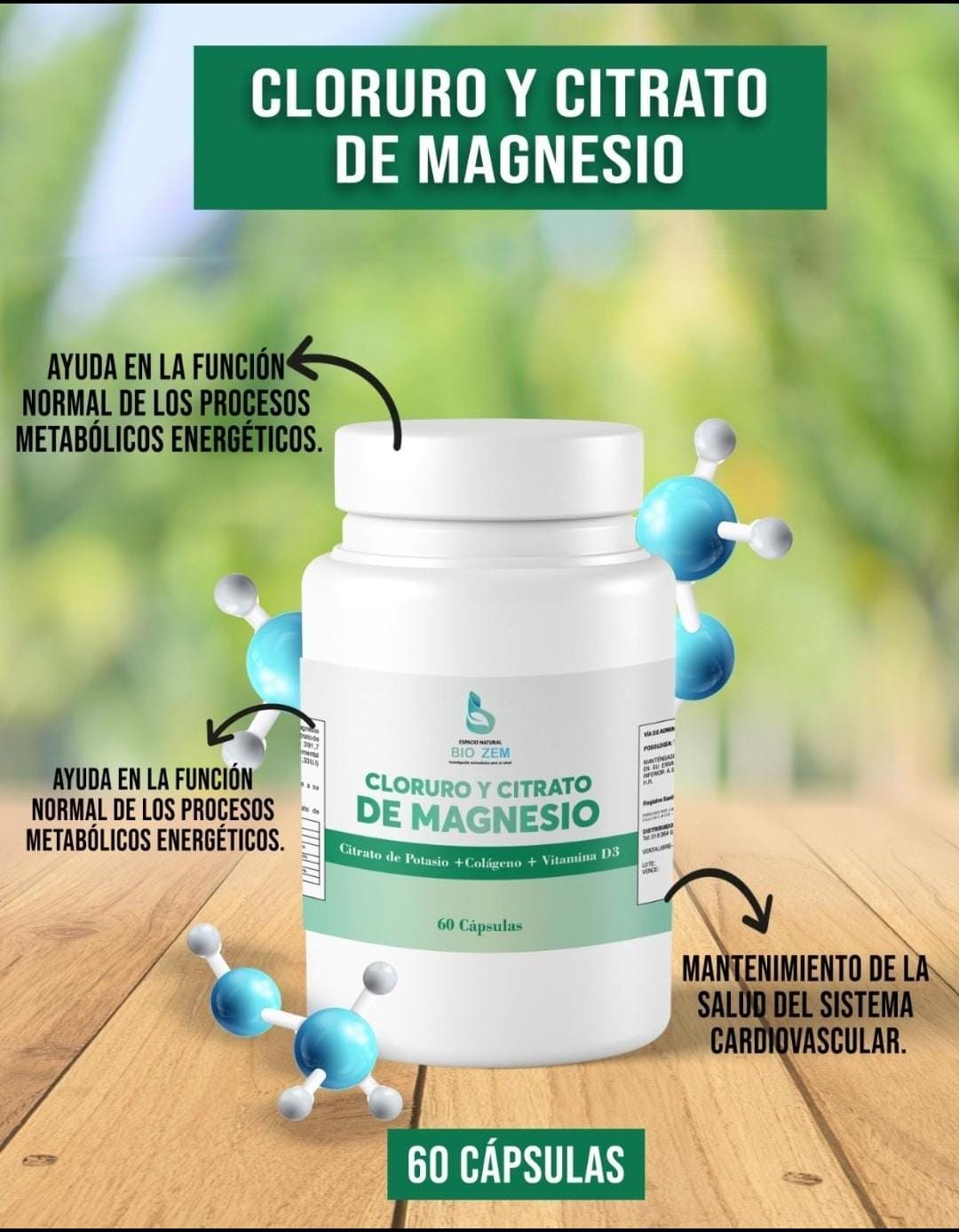 Cloruro y Citrato de Magnesio 60 Cápulas | Biozem – miproducto.com.co